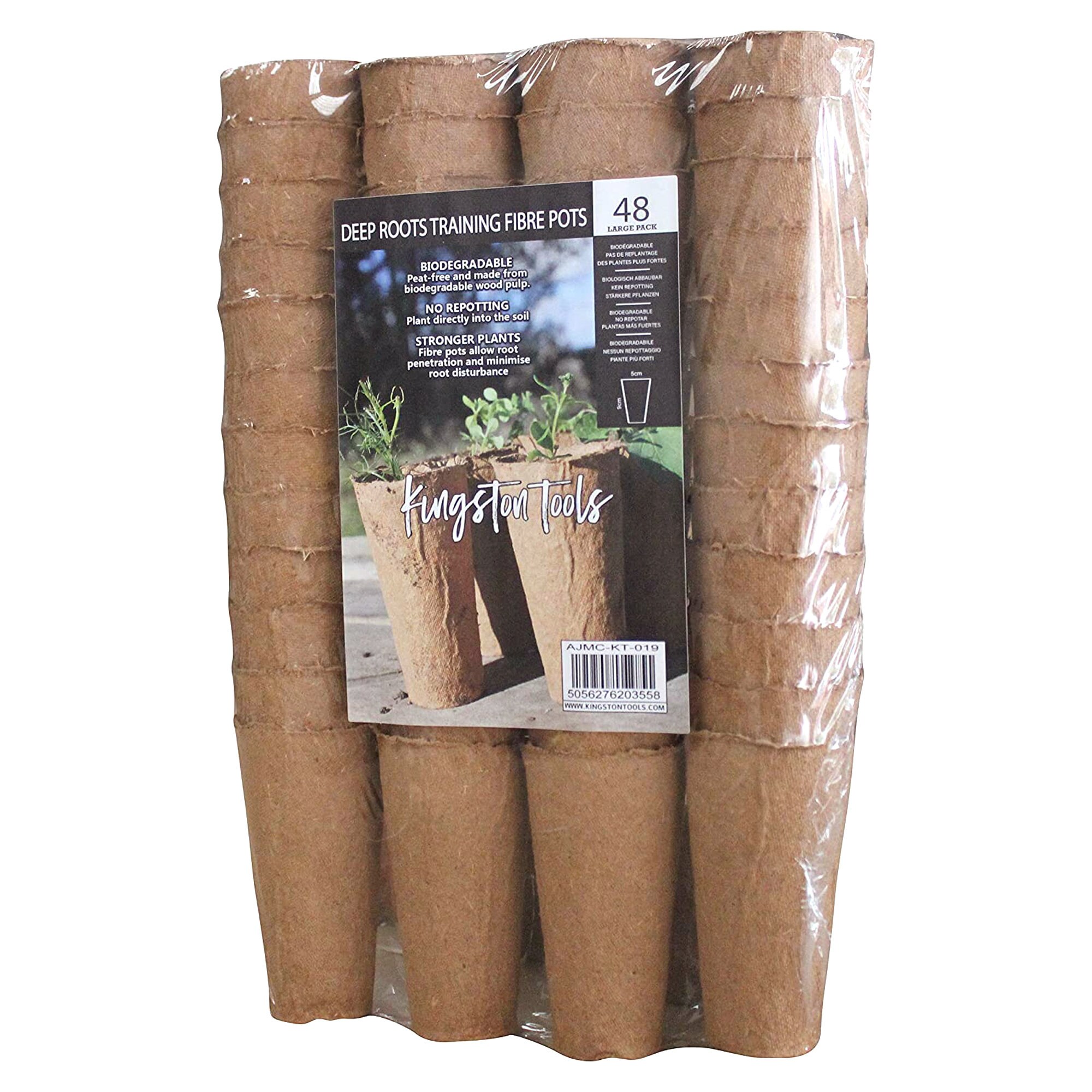 Biodegradable 5cm Deep Root Training Fibre Plant Pots 9cm Tall Garden ...