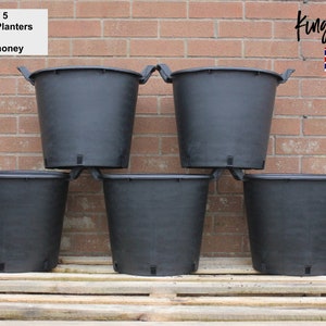5x Heavy Duty 30L Plant Pots - Large Size 40cm / 15.7"- Plastic ...