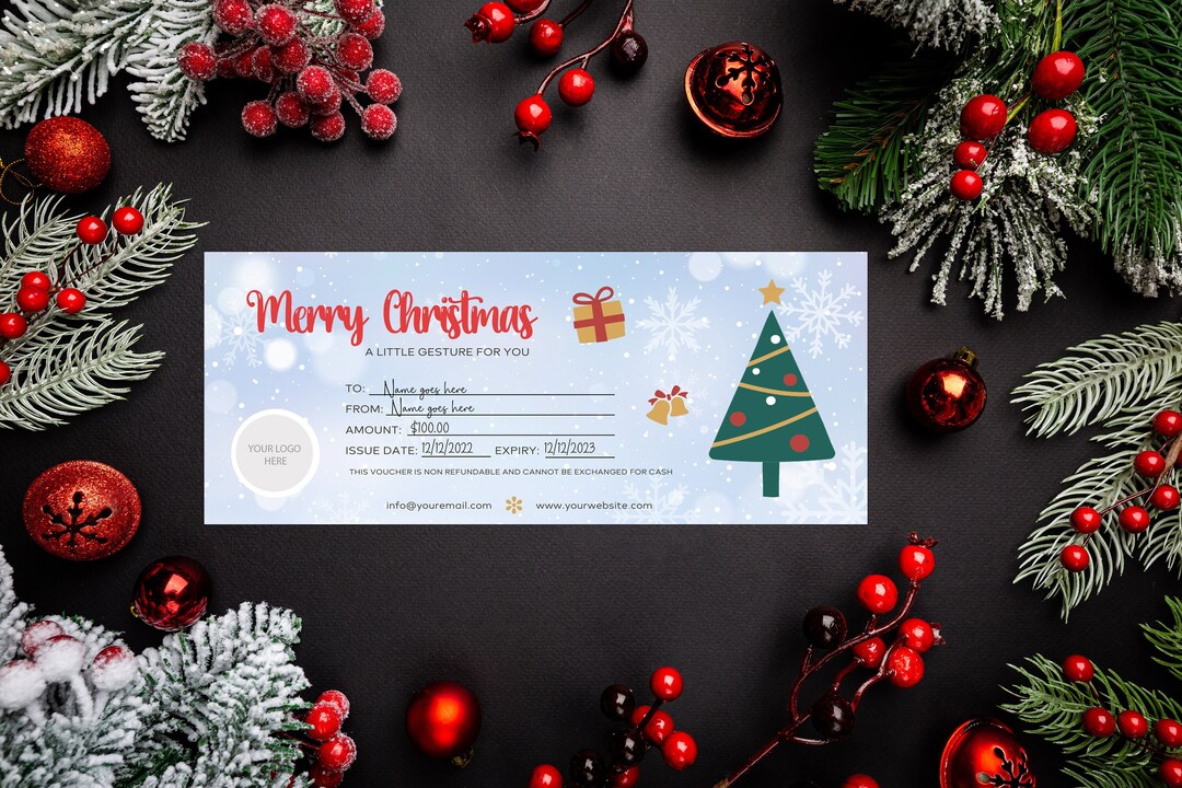 Christmas Gift Voucher Canva Template Gift Certificate Template DIY ...
