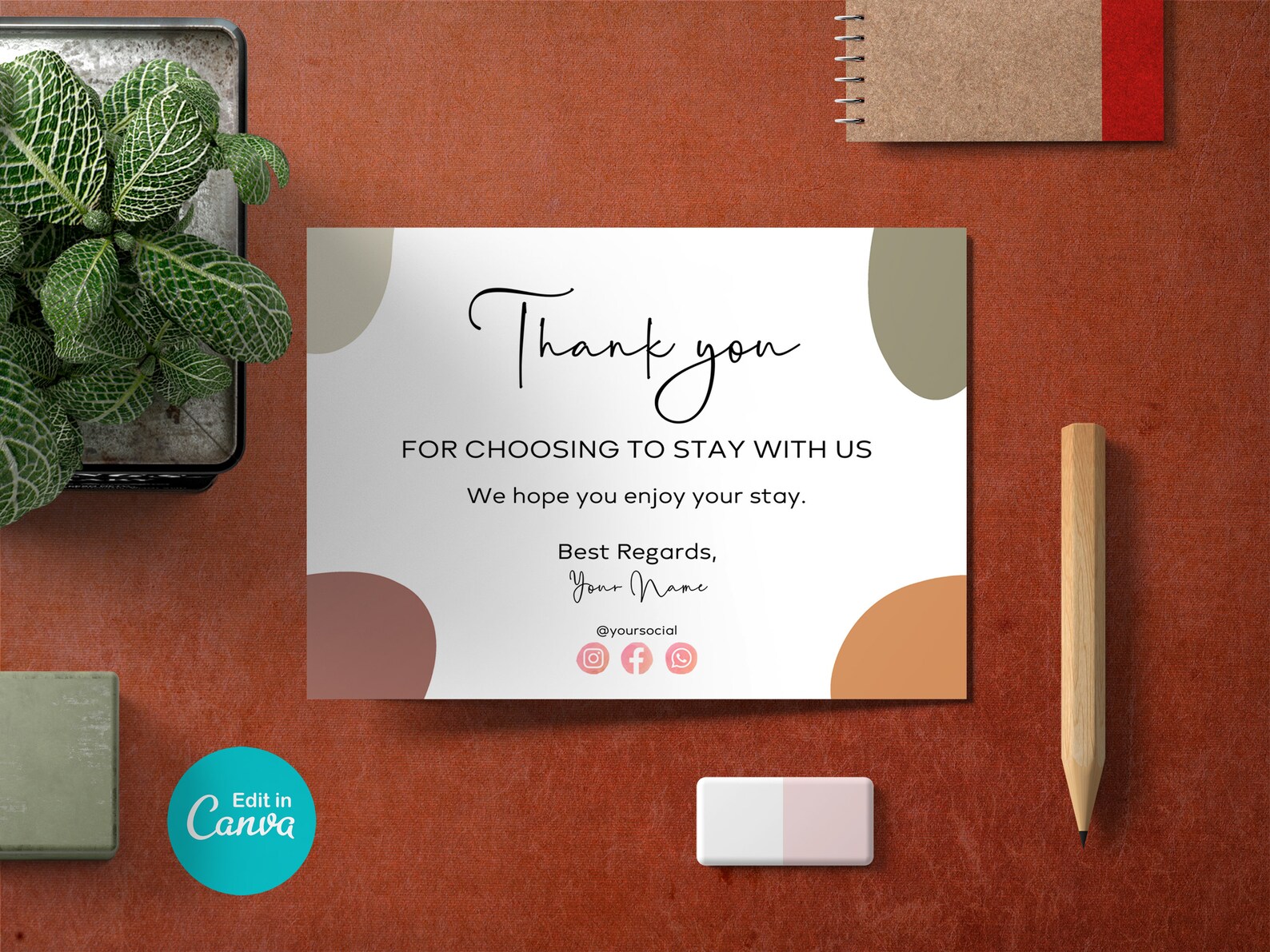 Airbnb Thank You Card Template - A6 Editable Canva Airbnb Thank You ...