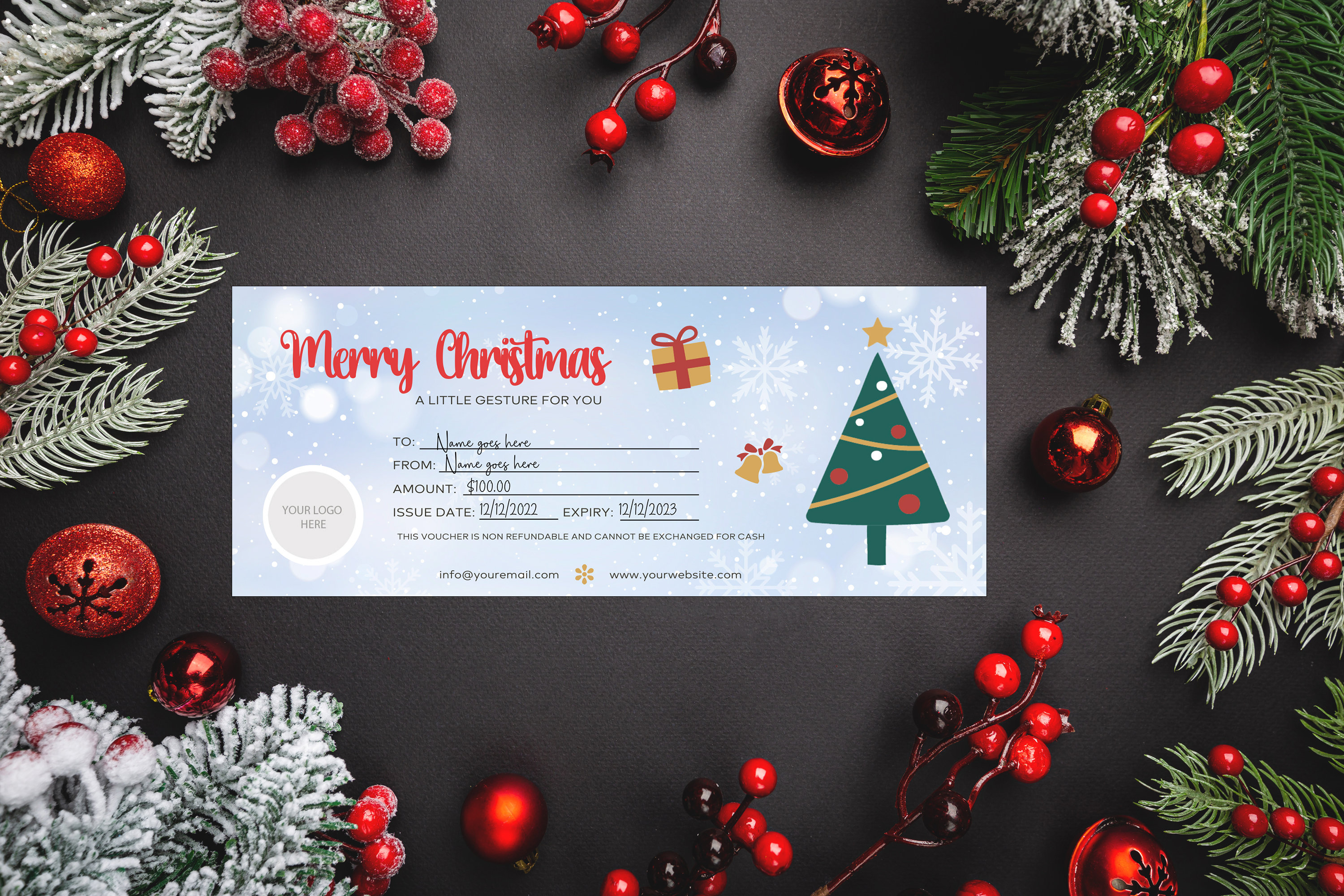 Christmas Gift Voucher Canva Template Gift Certificate Template DIY ...