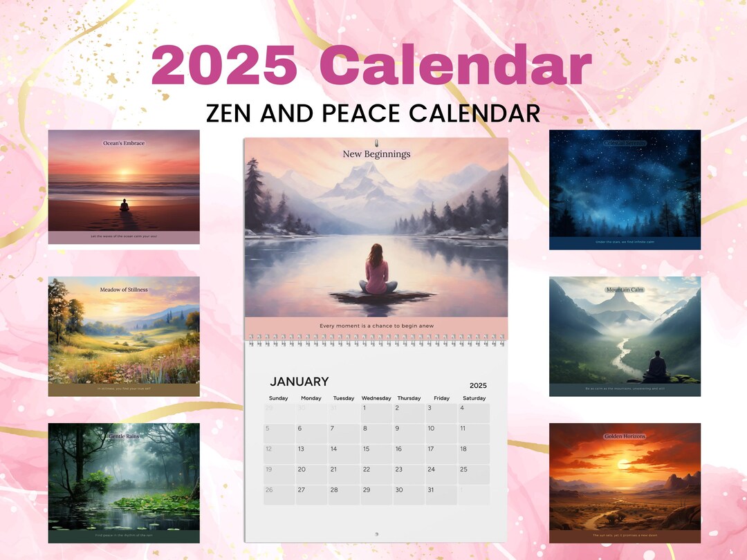 Wall Calendar 2025, Zen and Peace Monthly Planner, A Year of Serenity ...