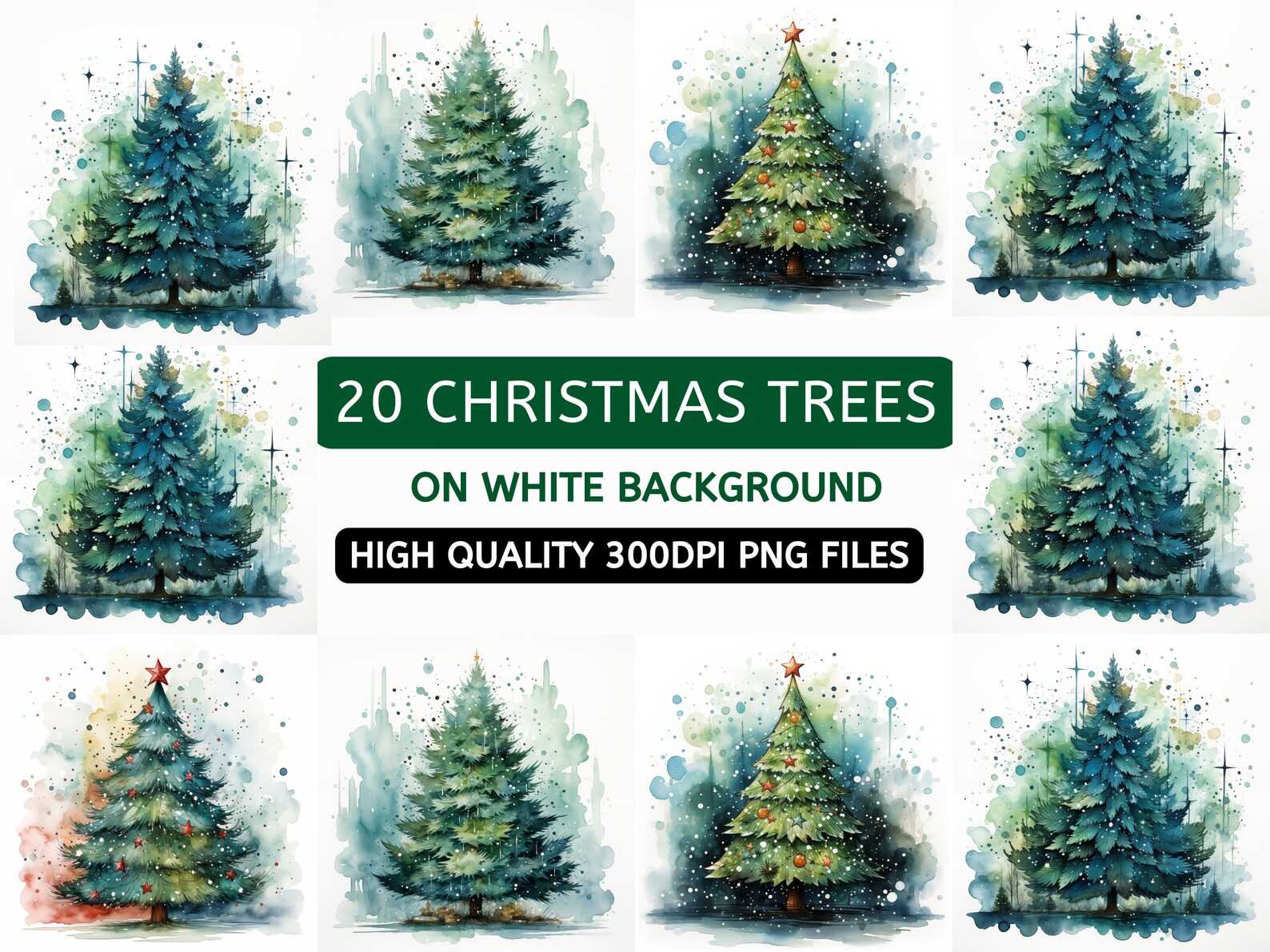 Mega Clipart Bundle PNG Watercolor Clip Arts Bundle DIY Christmas ...