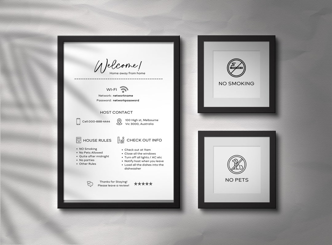 Airbnb Welcome Sign Template Guest Arrival Poster Guest - Etsy