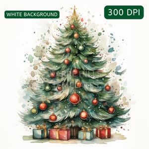 Christmas Trees Clipart PNG Watercolor Christmas Tree Clip Art DIY ...