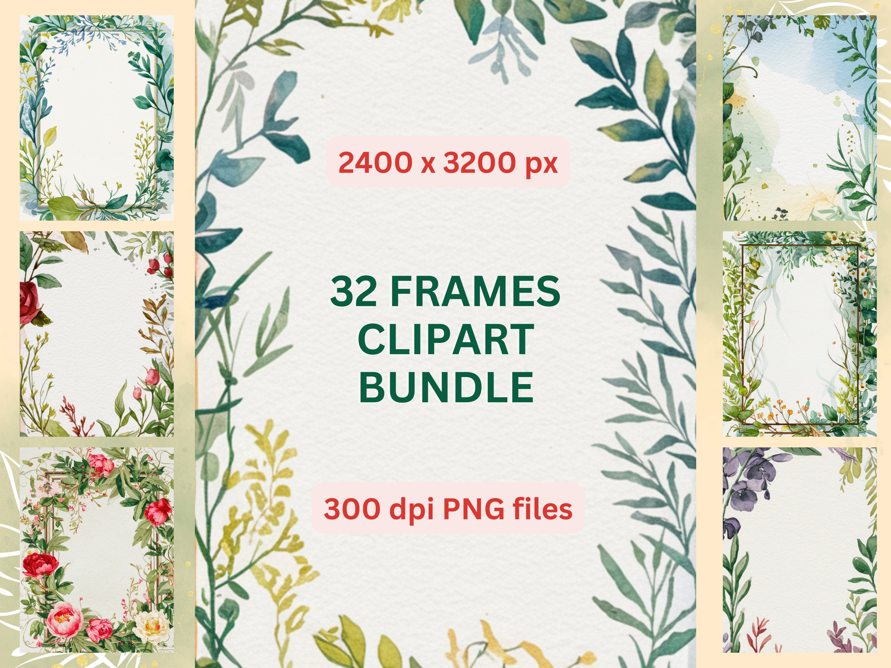 Watercolor Frames Clipart Bundle, Watercolor Clipart Frames, Frames for ...