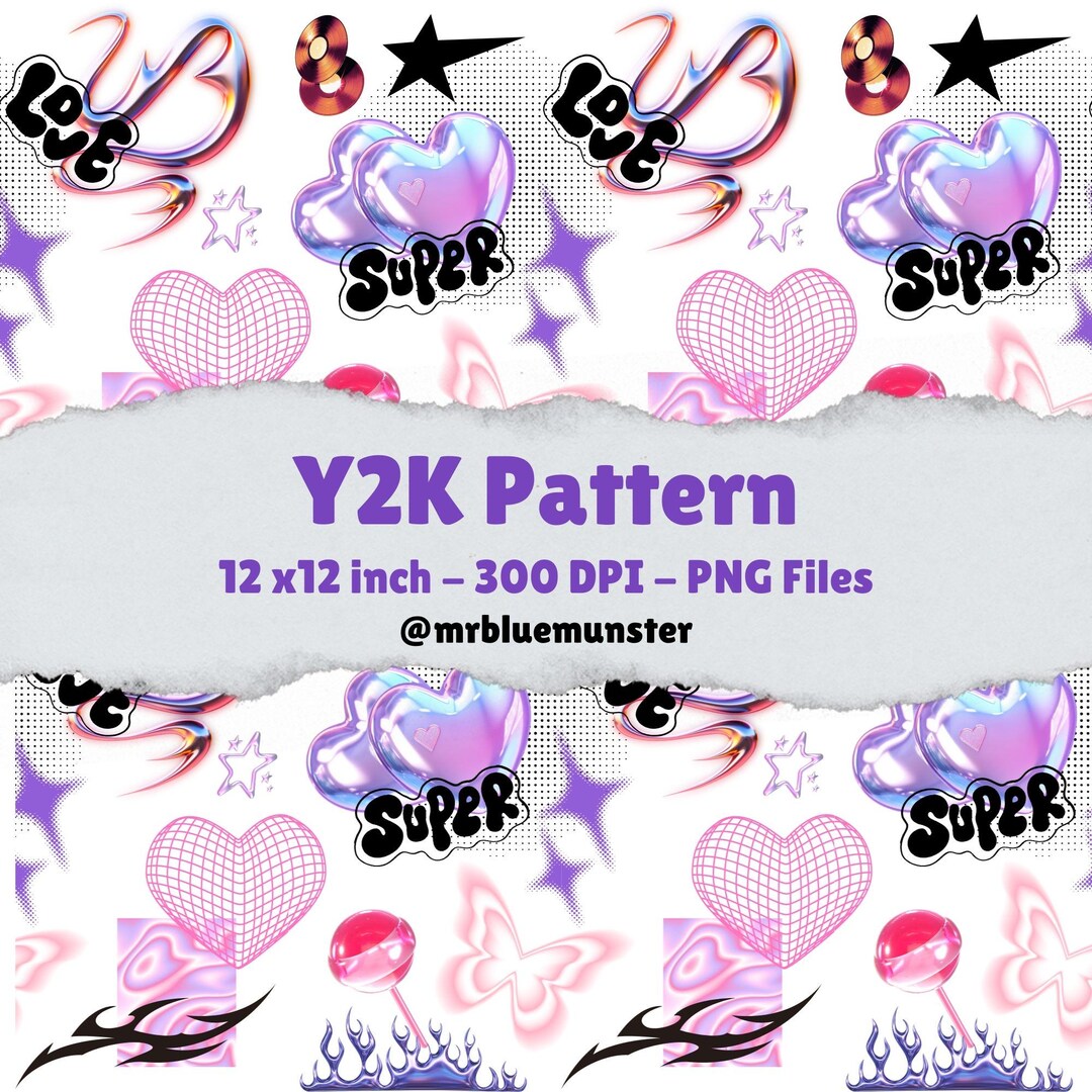 Y2K Pink Futuristic Girly Digital Pattern, Seamless 2000s Theme Paper ...