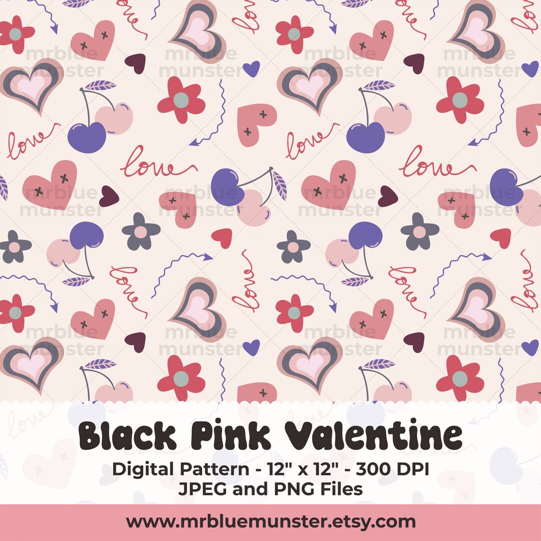 Pink Girly Digital Pattern, Trendy Seamless Background Love Paper Pack ...