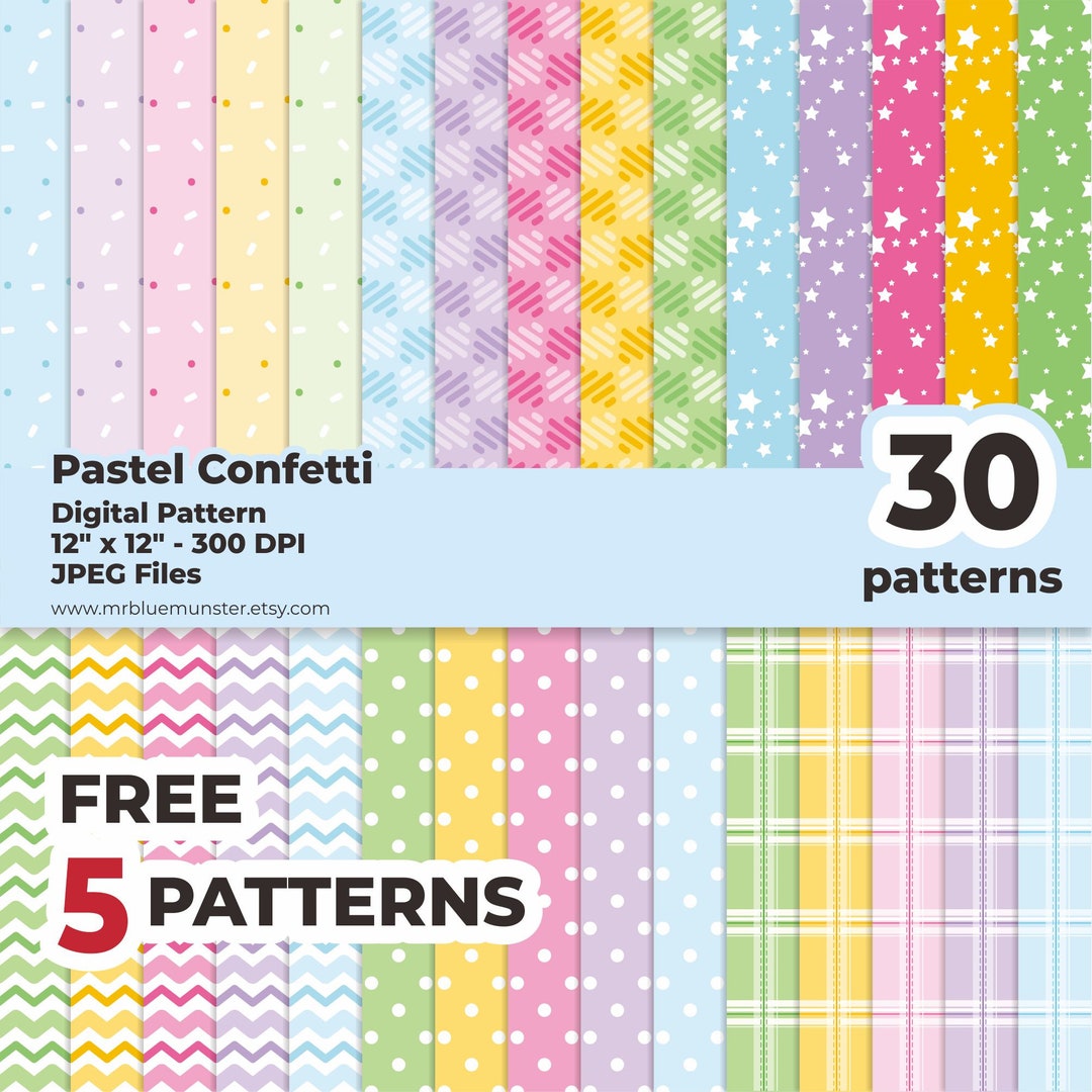 Pastel Confetti Digital Pattern, Party Confetti Seamless Patterns ...