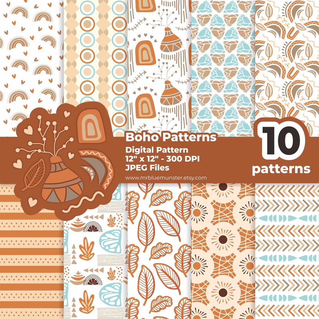 Boho Patterns, Boho Seamless Paper, Boho Seamless Patterns, Printable ...