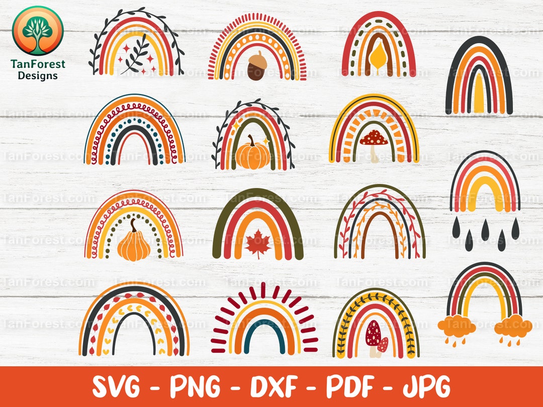 Fall Rainbow Svg Cut Files. Autumn Svg. Boho Rainbow Clipart. - Etsy