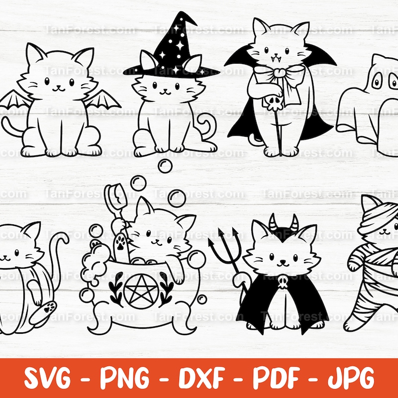 Halloween Cat Svg - Etsy