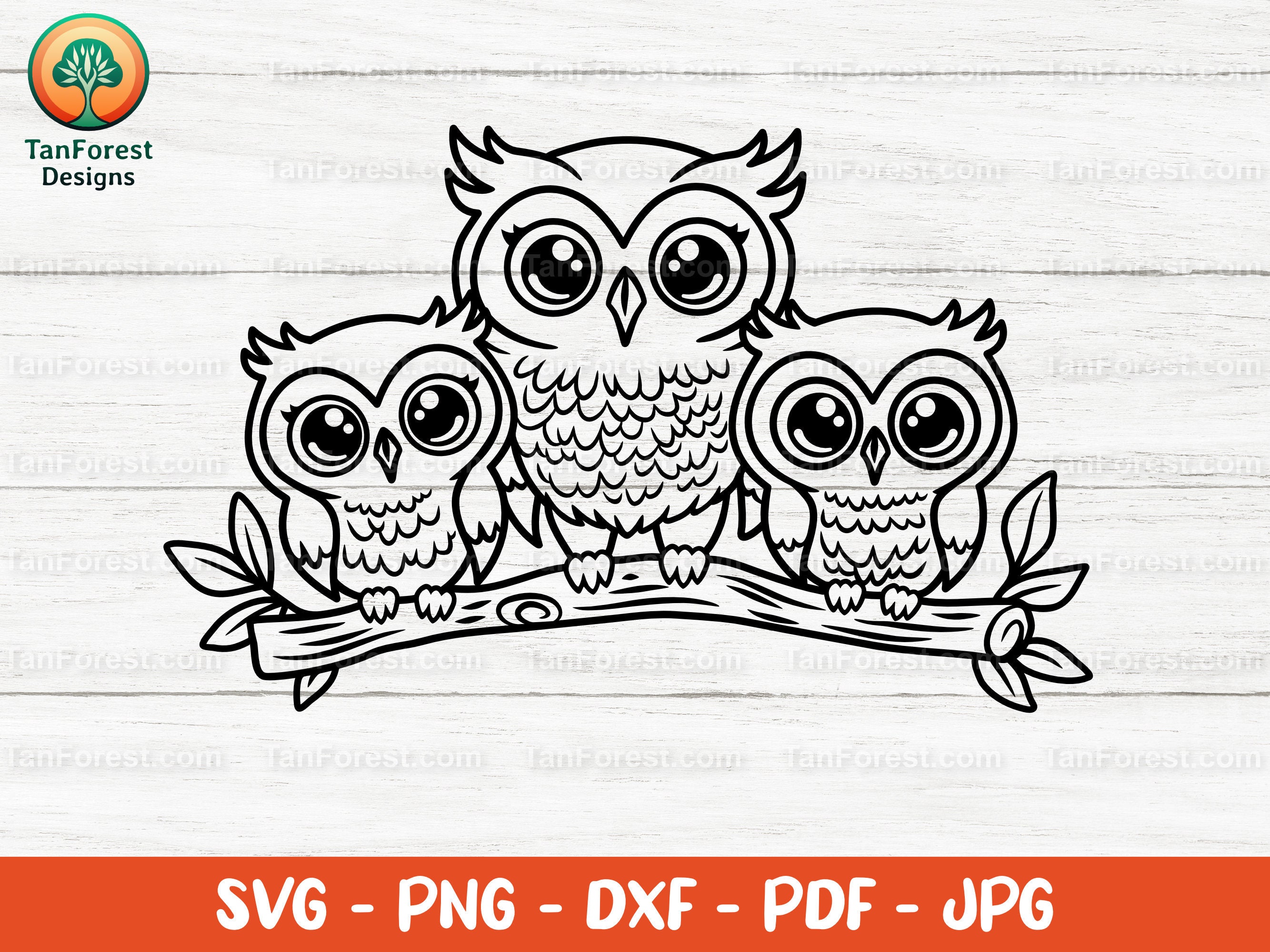 Cute Owl Family SVG Outline Cut File. Baby Owl Svg, Cute Owl Svg ...