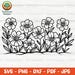 Wildflowers Doodle SVG Cut File - Hand-drawn Spring Flowers Row ...