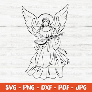 3 Angels Svg Solid and Outline, Hand Drawn Angel, Angelic Choir ...