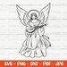 3 Angels Svg Solid and Outline, Hand Drawn Angel, Angelic Choir ...