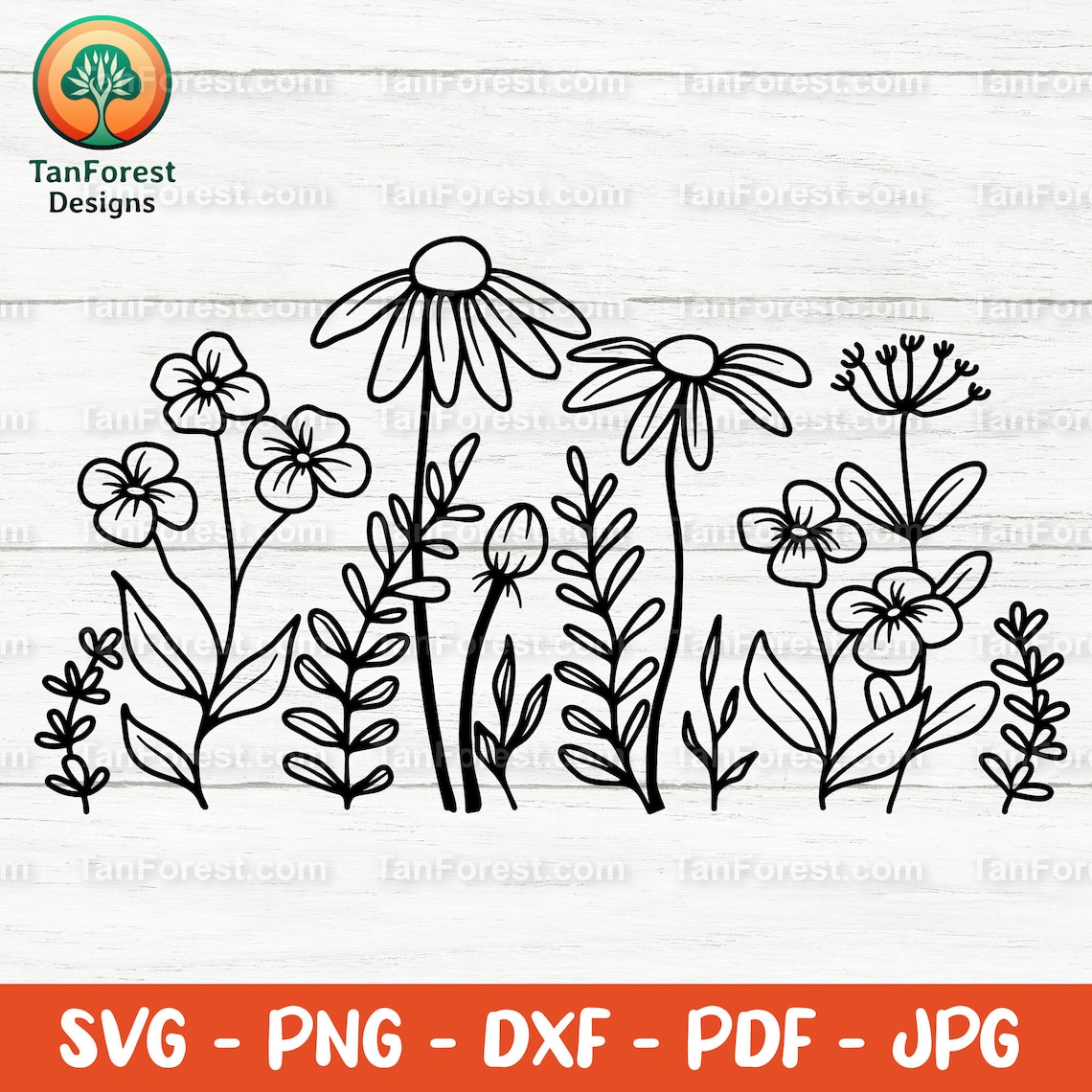 Wildflowers Doodle SVG Cut File. A Design of Hand Drawn Spring ...