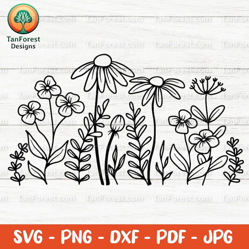 Wildflower Doodle - Etsy
