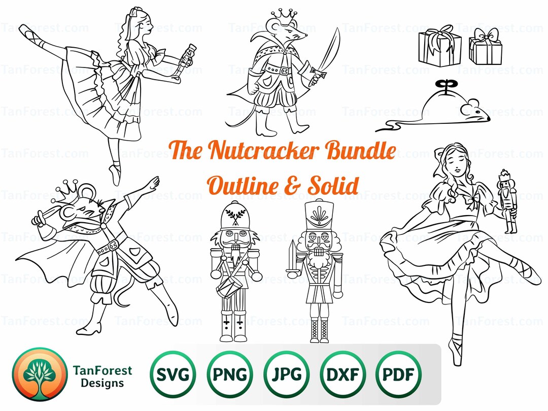 The Nutcracker SVG Outline & Solid Nutcracker Bundle Clipart - Etsy