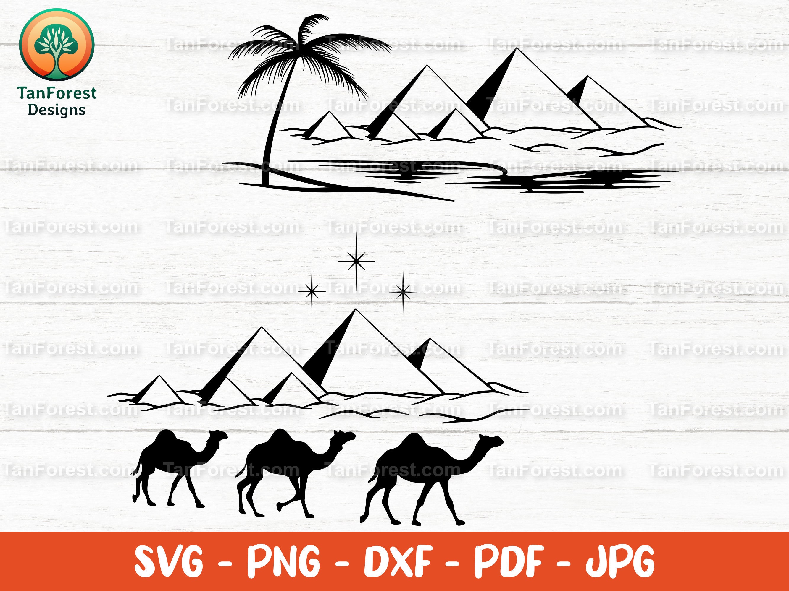 Pyramids of Giza Svg, Set of 2 Egyptian Landscapes Svg, Ancient Egypt ...