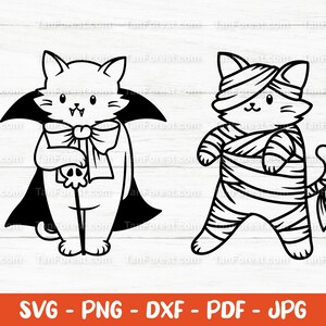 Halloween Cat SVG – Cute Hand‑drawn Cat Costume Clipart for Cricut ...