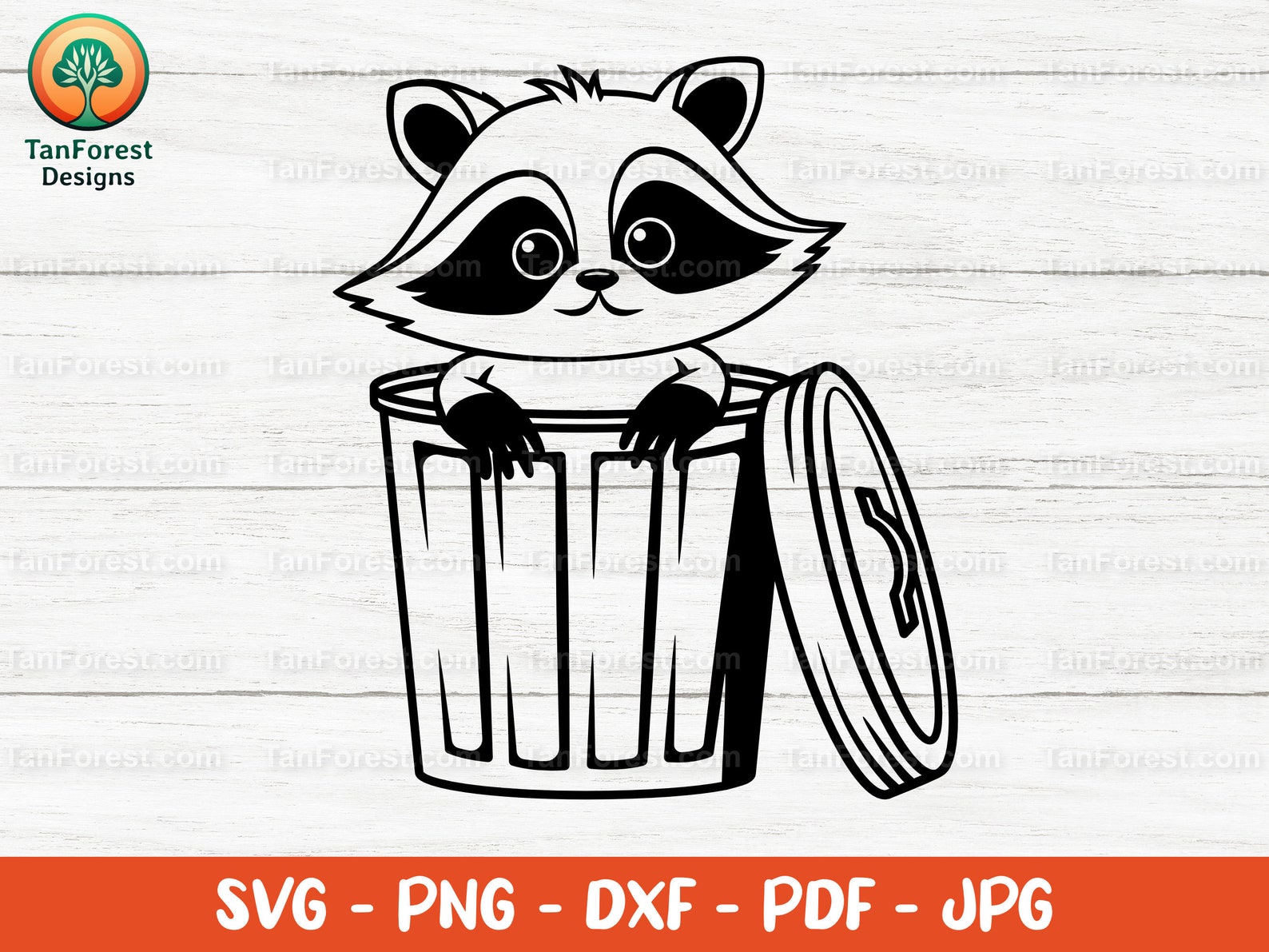 Cute Raccoon in Trash Can SVG Outline Cut File. Funny Baby Raccoon in ...