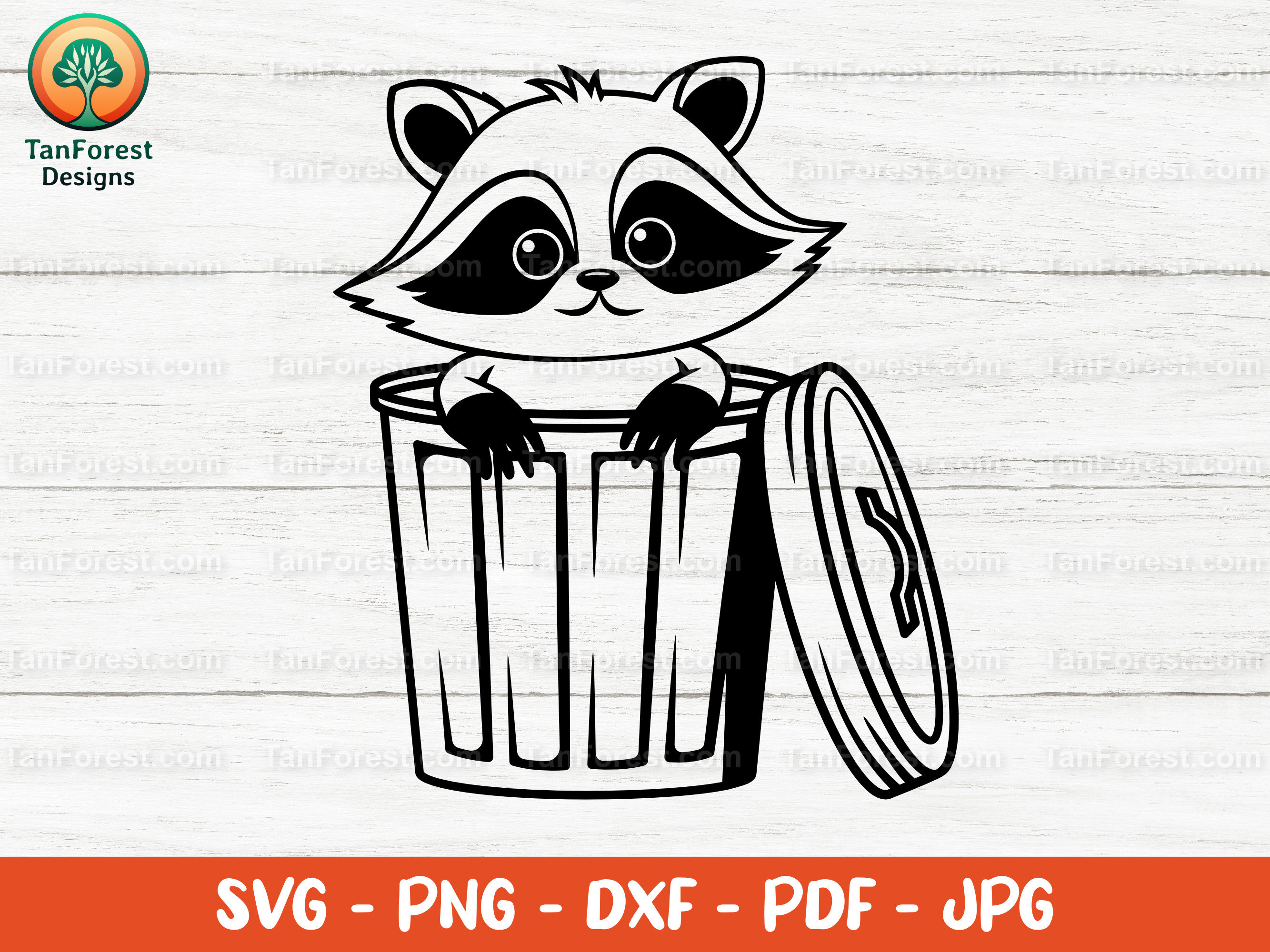 Cute Raccoon in Trash Can SVG Outline Cut File. Funny Baby Raccoon in ...
