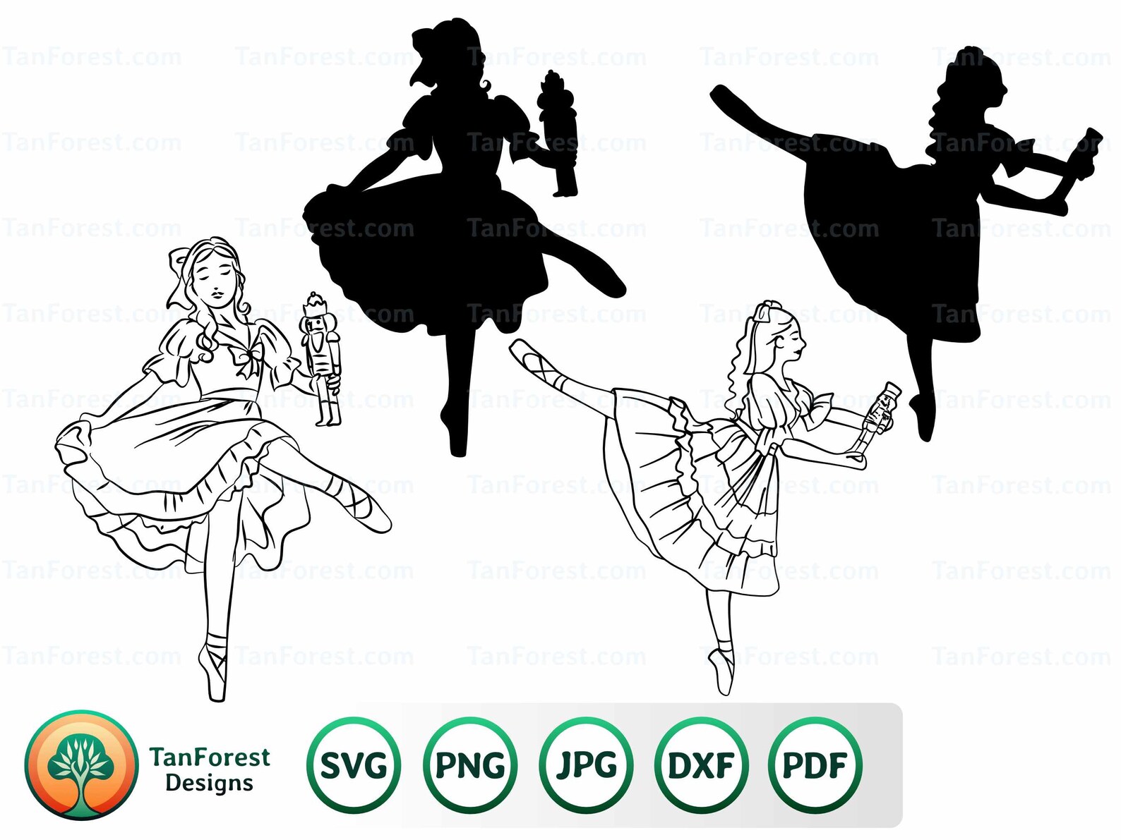 The Nutcracker SVG Outline & Solid Nutcracker Bundle Clipart - Etsy