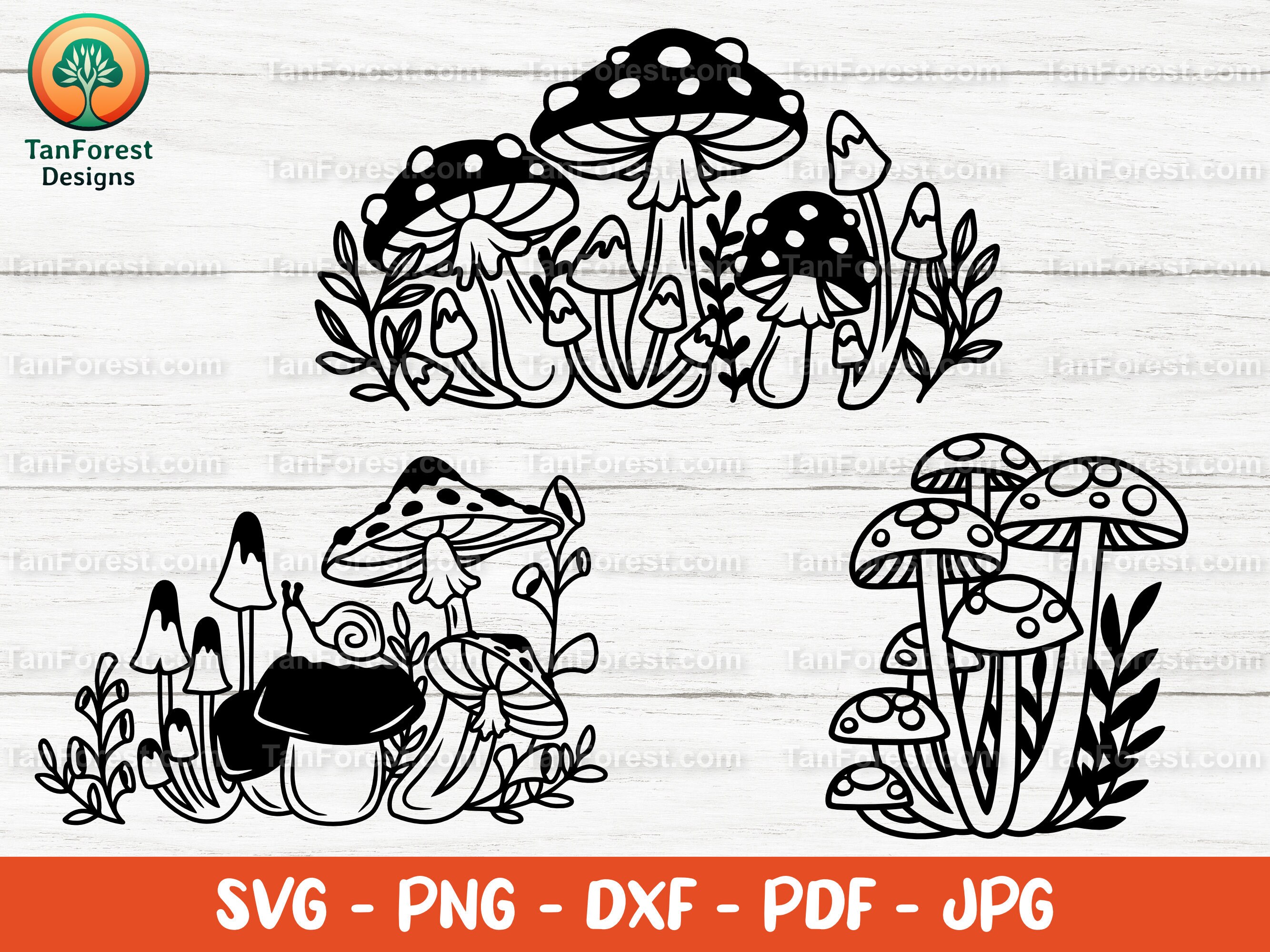 Mushroom SVG Bundle Outline. Mushroom Clipart. Fungus Row Svg. - Etsy