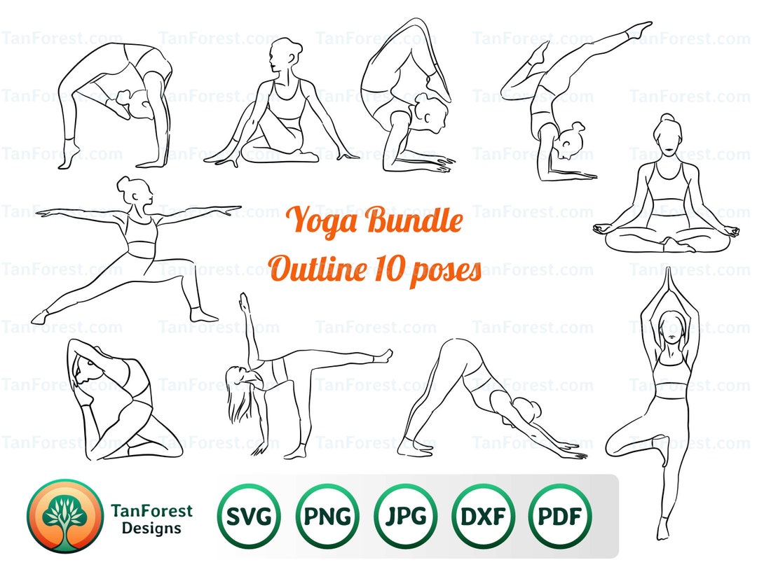Yoga Poses SVG Bundle Outline Yoga Yoga Pose Svg Yoga - Etsy
