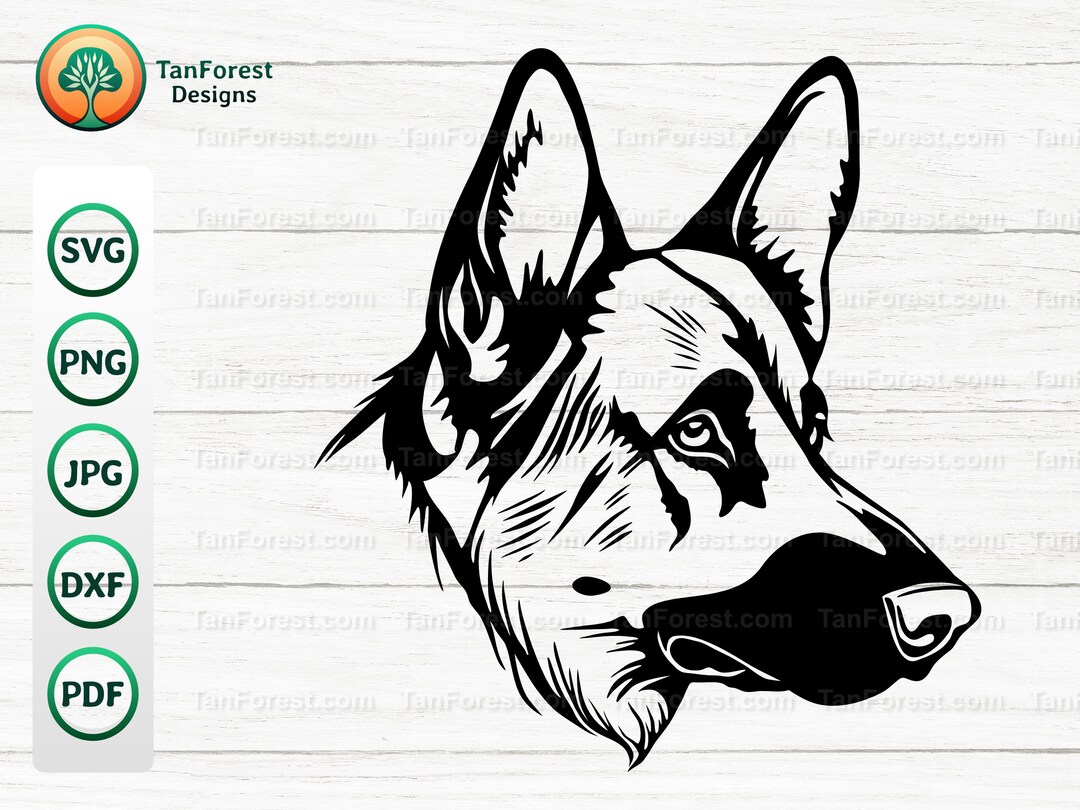 German Shepherd Svg Dog Head Svg Dog Face Svg Png Dxf - Etsy
