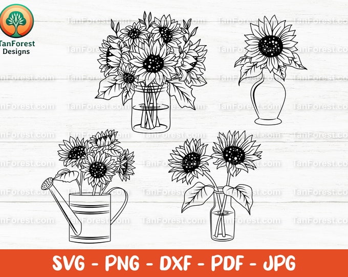 Sunflower 18 Pack Bundle, Sunflower Svg, Flowers Svg, Bouquet Svg ...