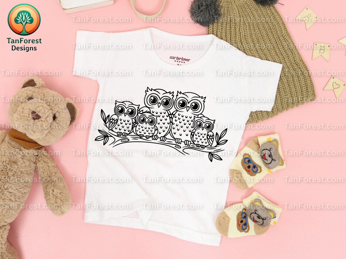 Cute Owl Family SVG Outline Cut File. Baby Owl Svg, Owl Clipart ...