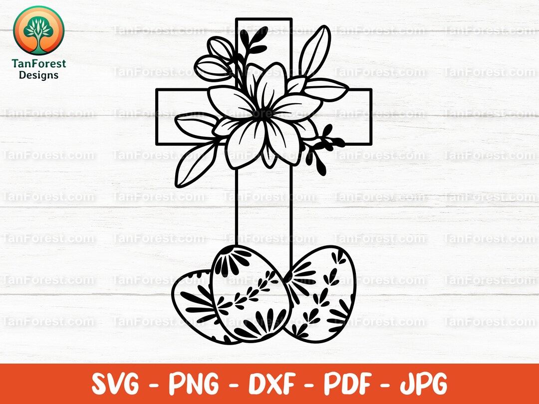 Cross SVG, Floral Easter Cross and Easter Eggs Svg, Faith Cross Svg ...
