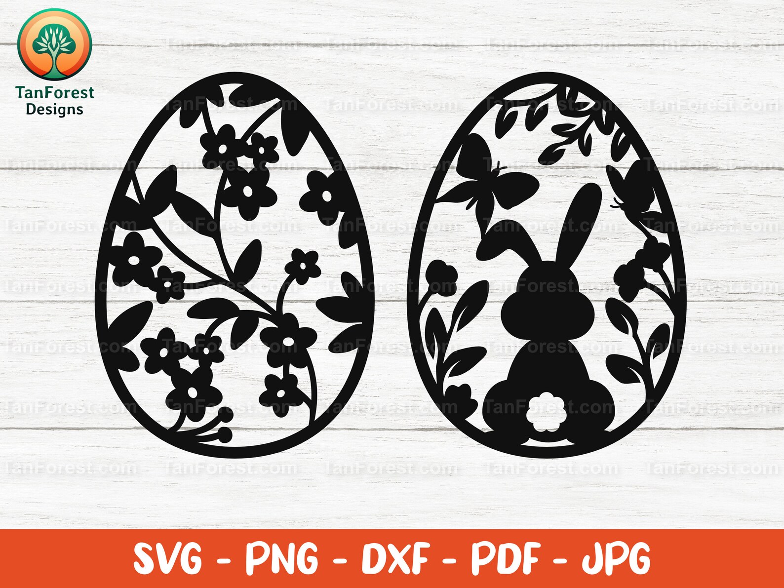 Floral Easter Egg SVG, Bunny Clipart, Vector Cut Files (digital ...