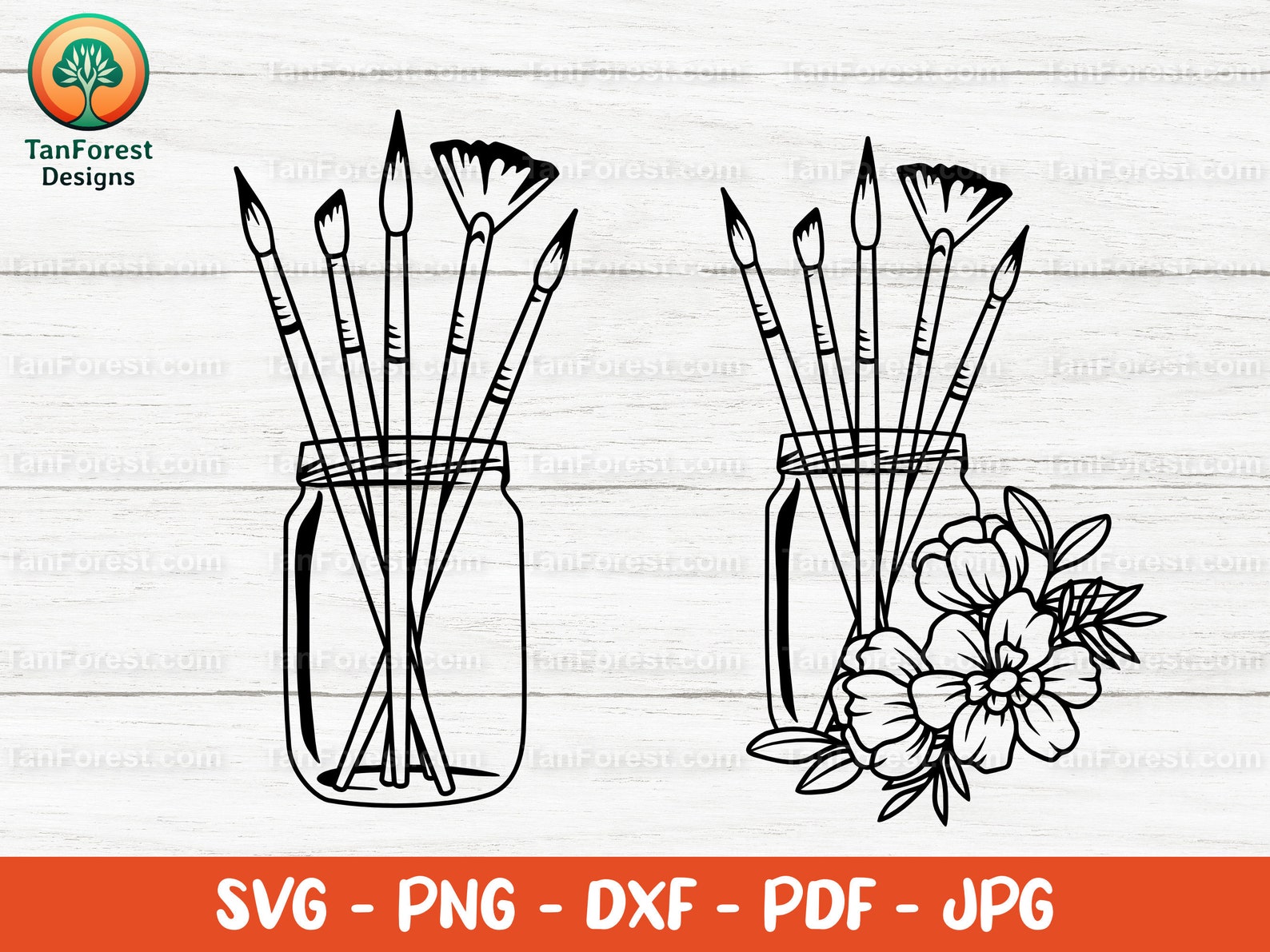 Artist Supplies SVG Outline Cut Files. Hand Drawn Svg Designs. Jar With ...