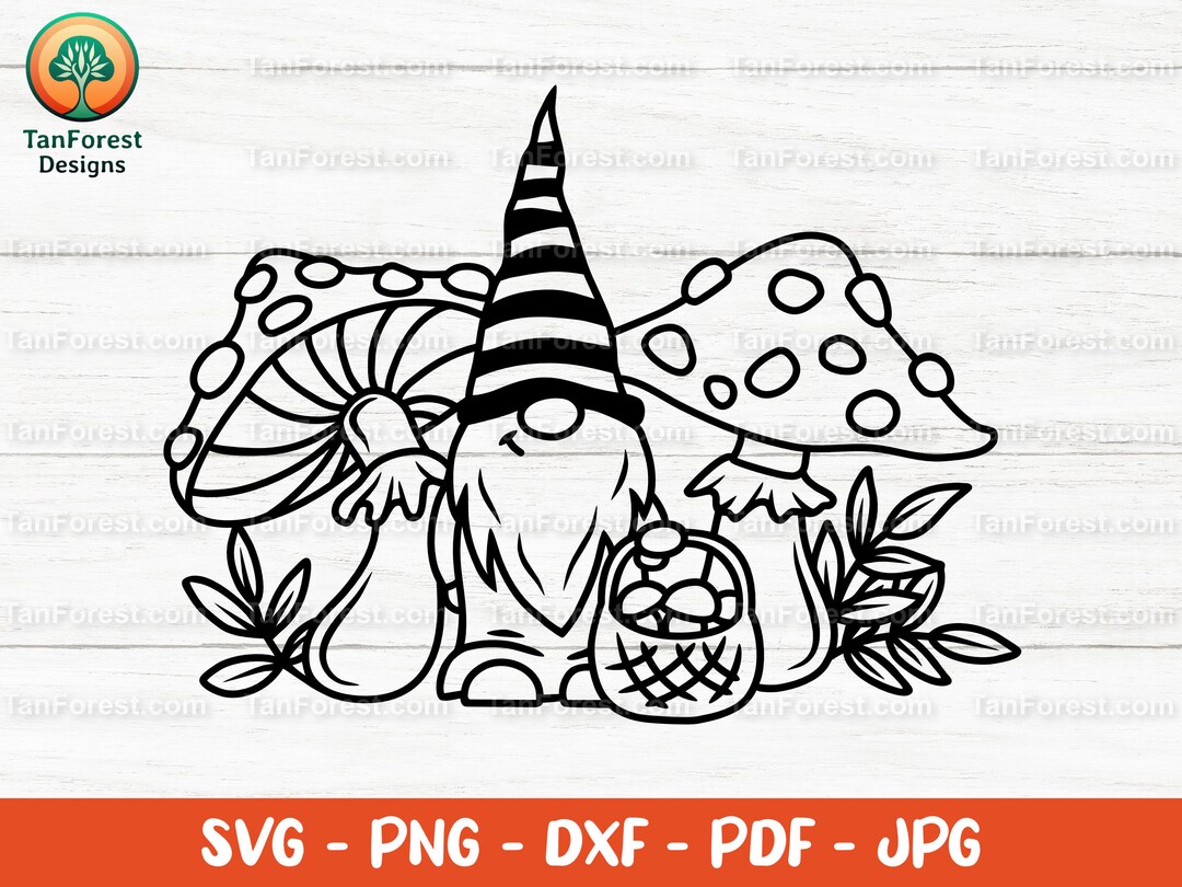 Fall Gnome SVG Outline. Autumn Mushroom Svg. Fungus Svg. Kids Shirt Svg ...