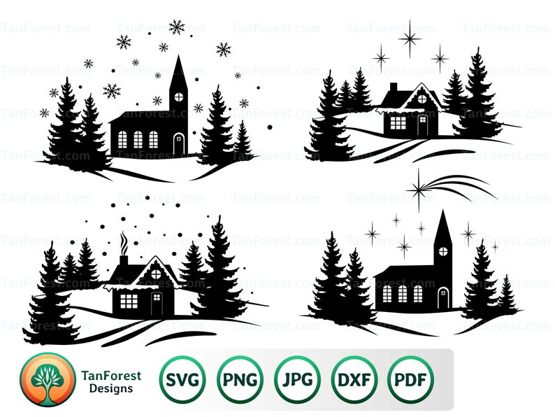 Winter Scene Svg Christmas Scene Svg Snowy Scenery Svg - Etsy