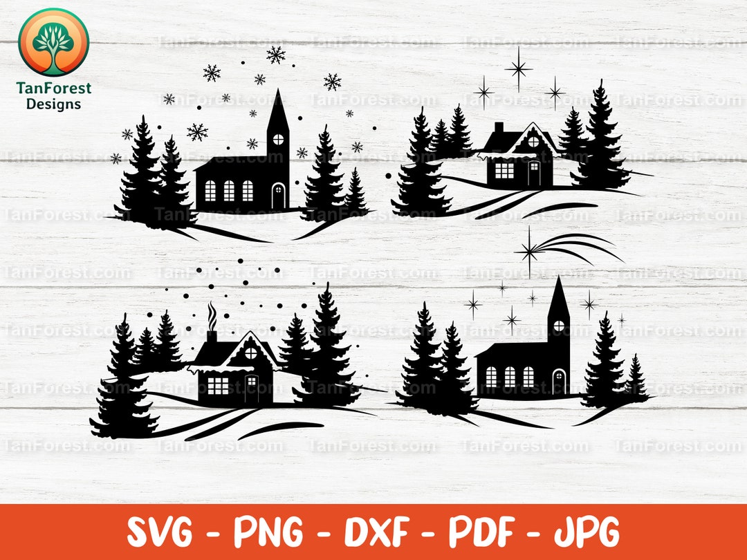 Winter Scene Svg, Christmas Scene Svg, Snowy Scenery Svg, Winter Shirt ...