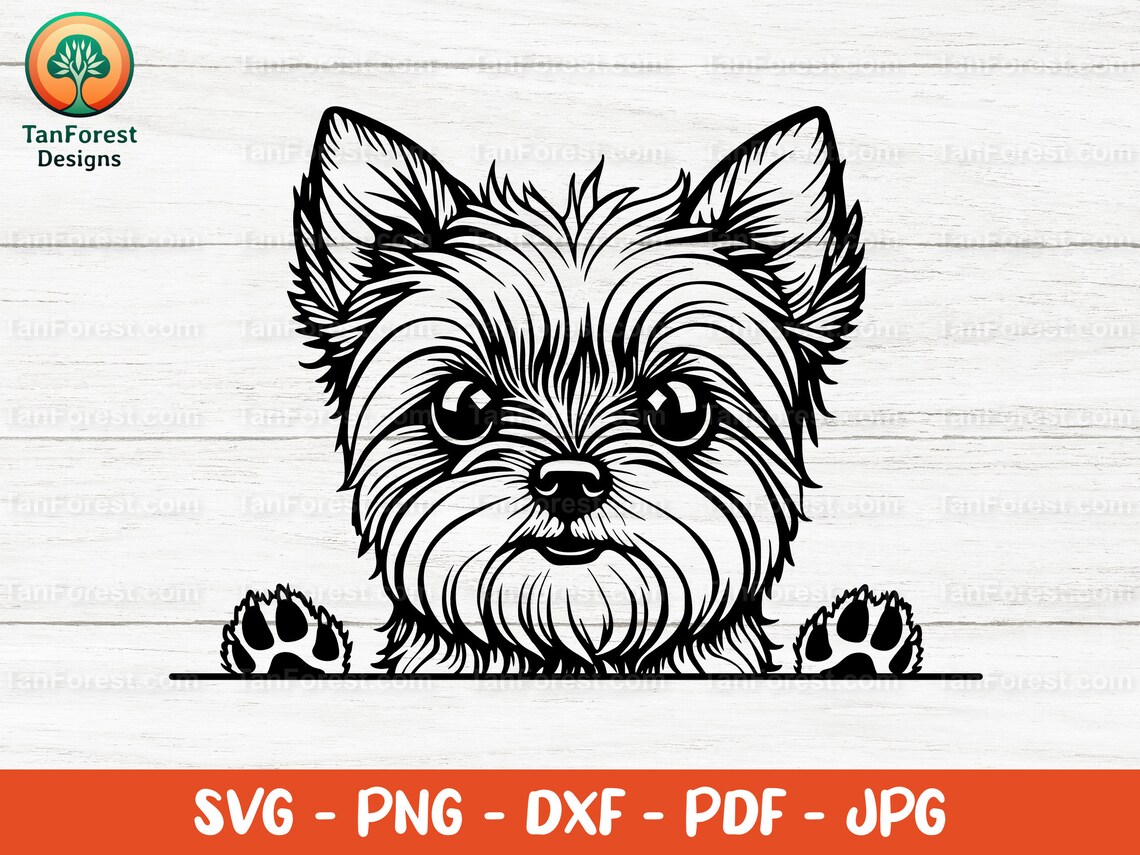 Peeking Yorkie SVG, Outline Cut File. Yorkshire Terrier Svg, Yorkie Svg ...
