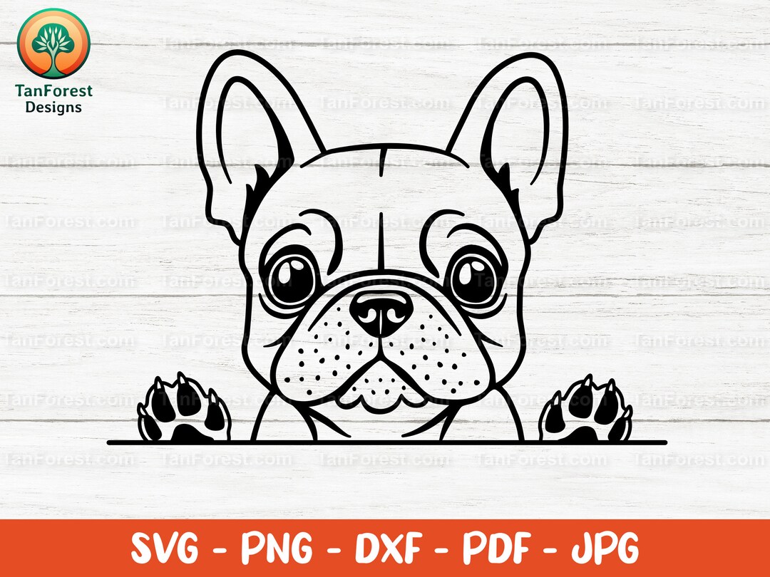 Peeking Frenchie SVG, Outline French Bulldog, Peeking Dog, Cartoon ...