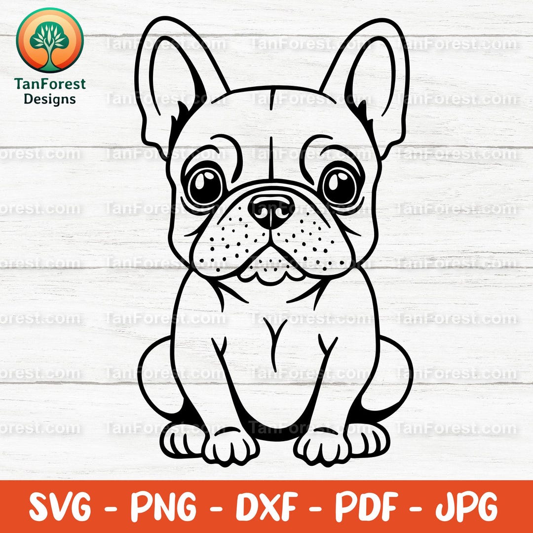 French Bulldog Outline SVG, Frenchie Puppy Clipart (digital Download ...