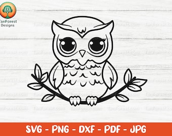 Owl SVG Outline Cut File. Baby Owl Svg, Floral Cute Owl Svg. Woodland ...
