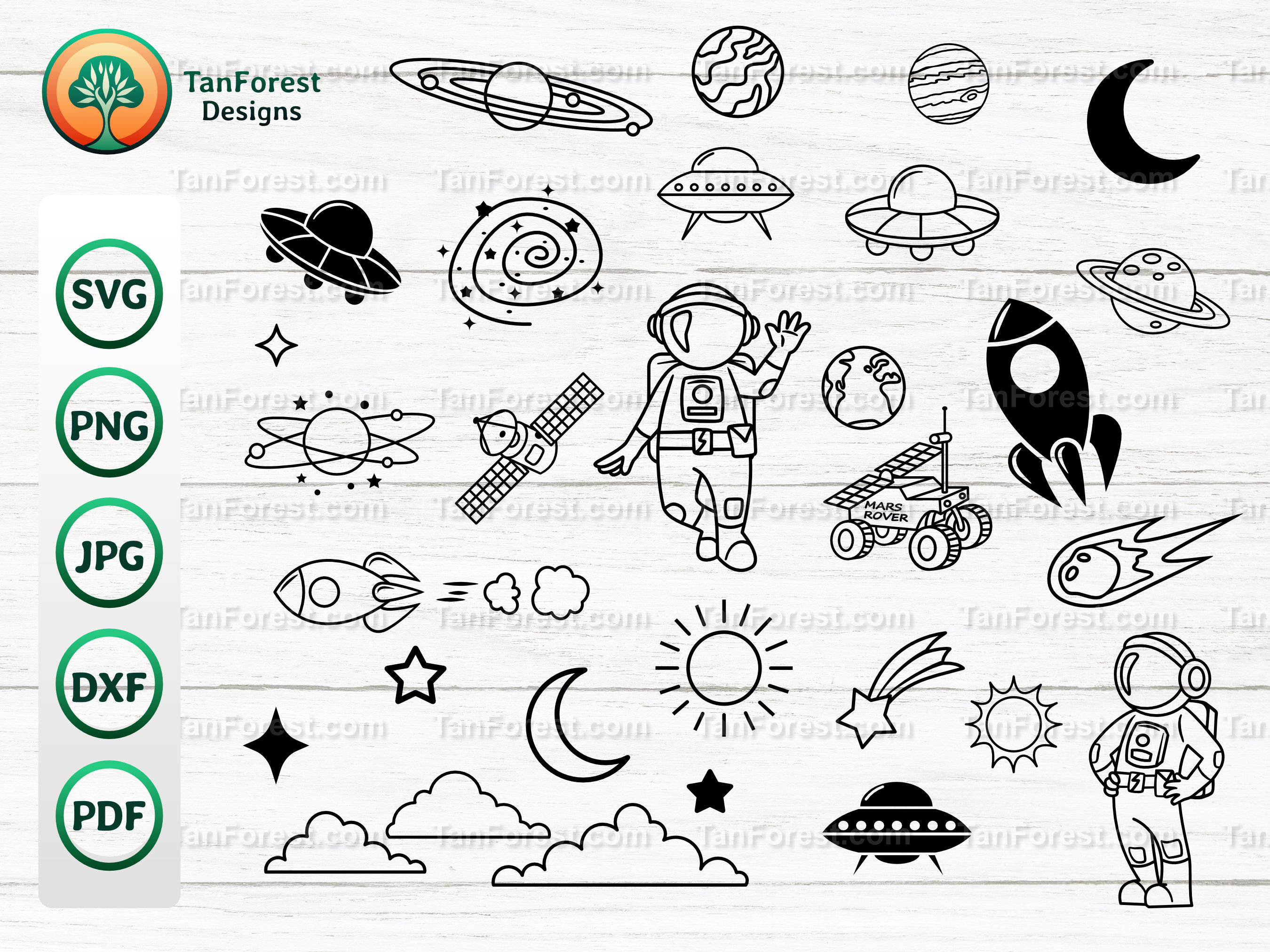 Outer Space SVG Bundle Cut Files. Galaxy, Planets, Rocket, Ufo, Space ...