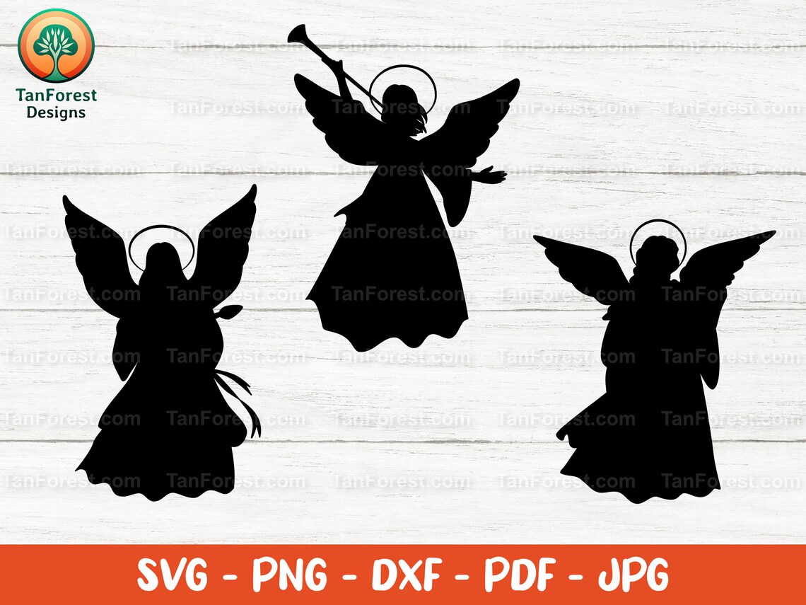 3 Angels Svg Solid and Outline Hand Drawn Angel Angelic - Etsy UK