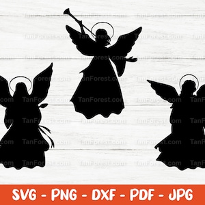 3 Angels Svg Solid and Outline, Hand Drawn Angel, Angelic Choir ...