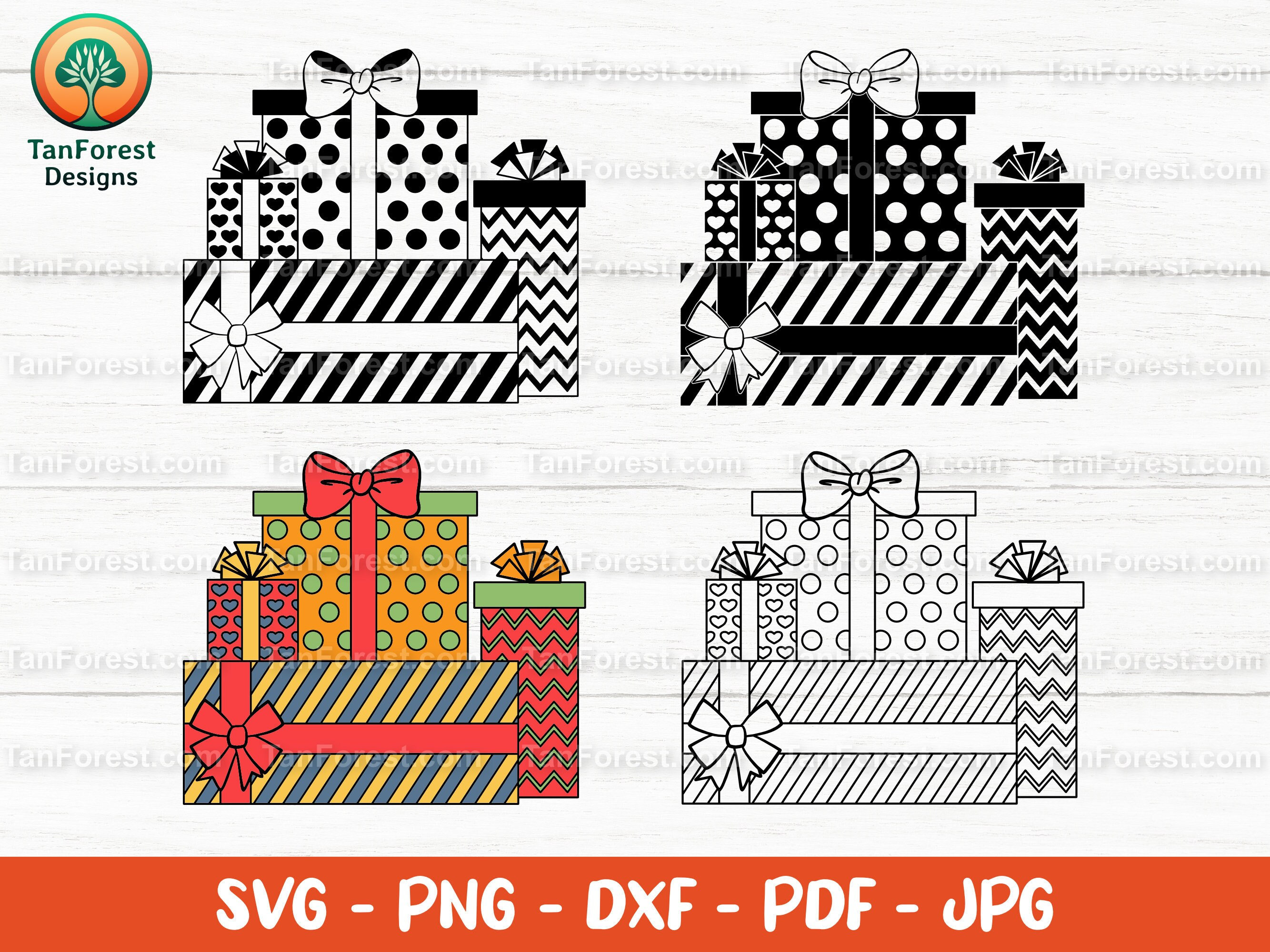Stack of Presents Svg, Layered Outline, Pile of Gift Boxes Svg ...