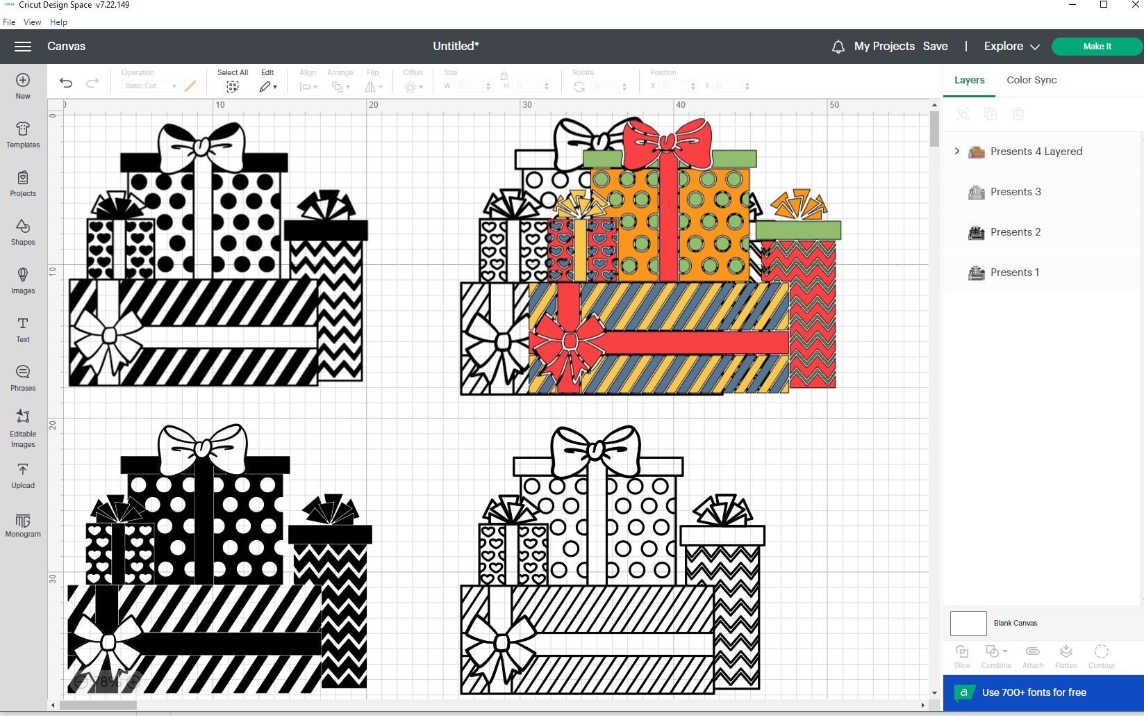 Stack of Presents Svg, Layered Outline, Pile of Gift Boxes Svg ...