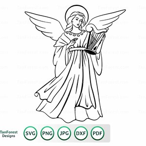 3 Angels Svg Solid and Outline Hand Drawn Angel Angelic - Etsy