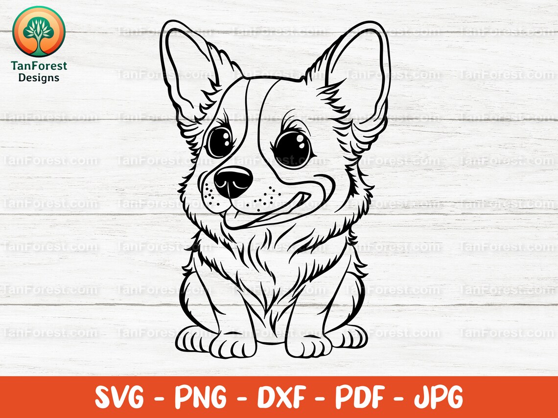 Corgi SVG Outline Cut File, Corgi Clipart, Corgi Vector, Cute Dog Svg ...